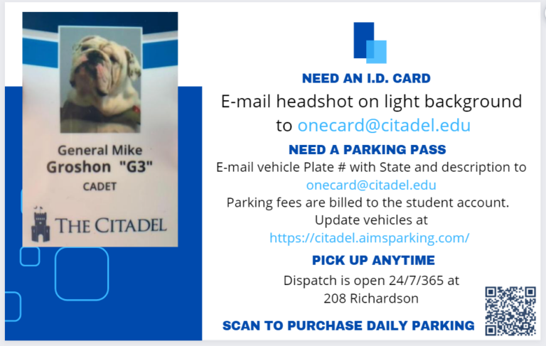 Cadet Parking Questions and OneCard Information